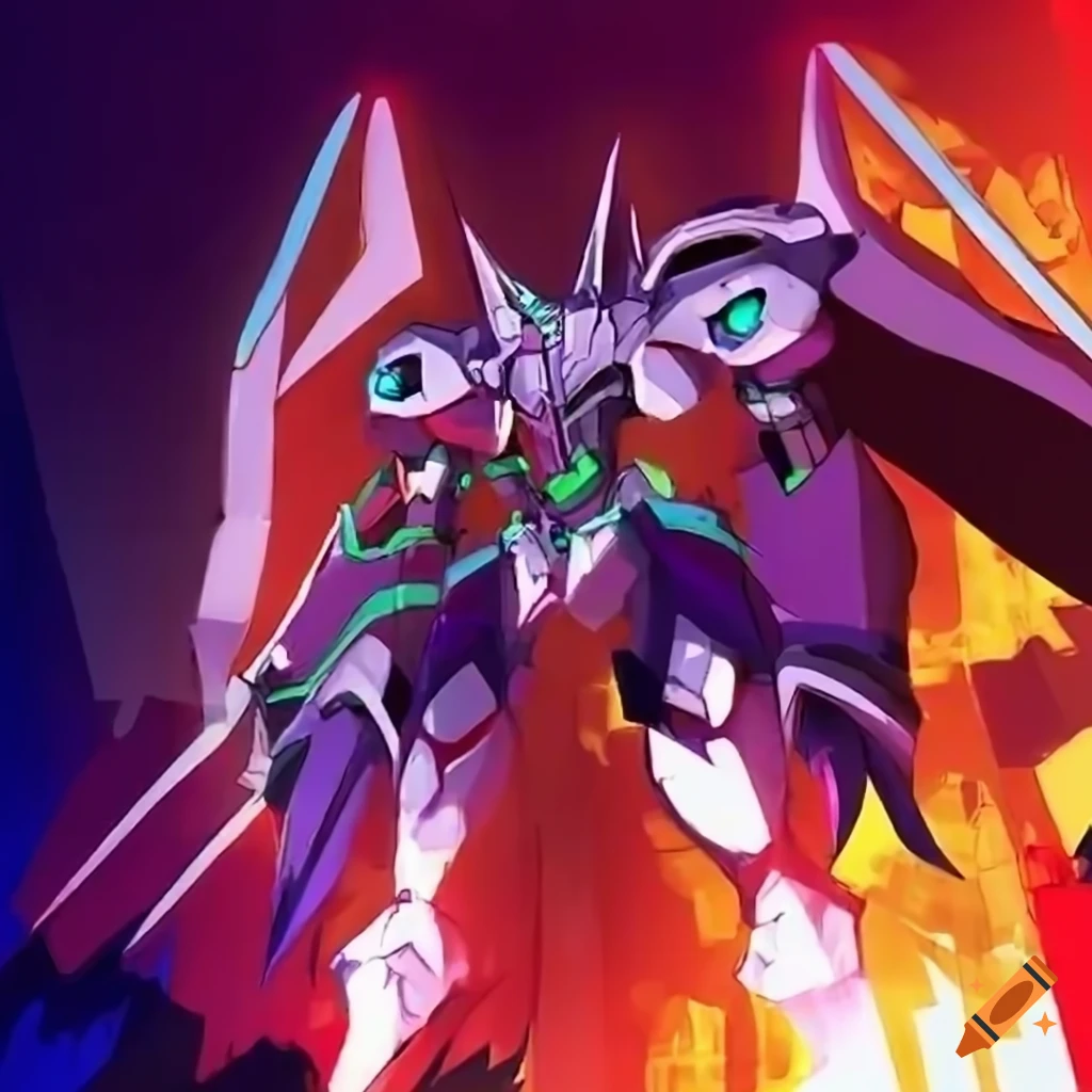 Digimon-style anime mecha on Craiyon