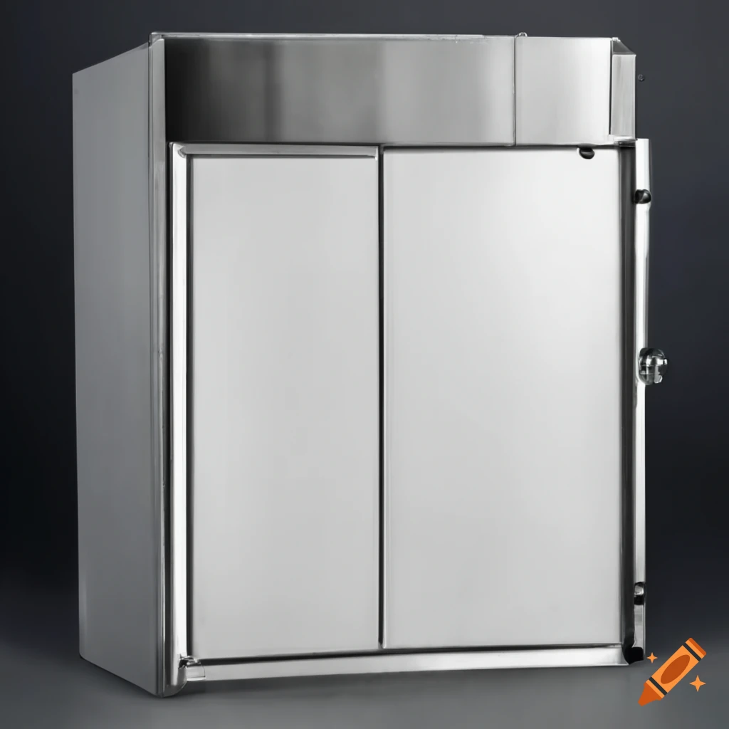 Industrial stainless steel pass box with wall fitting on Craiyon