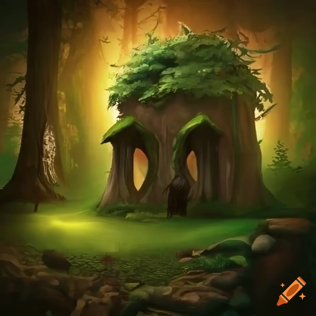 Peaceful druid forest scene on Craiyon