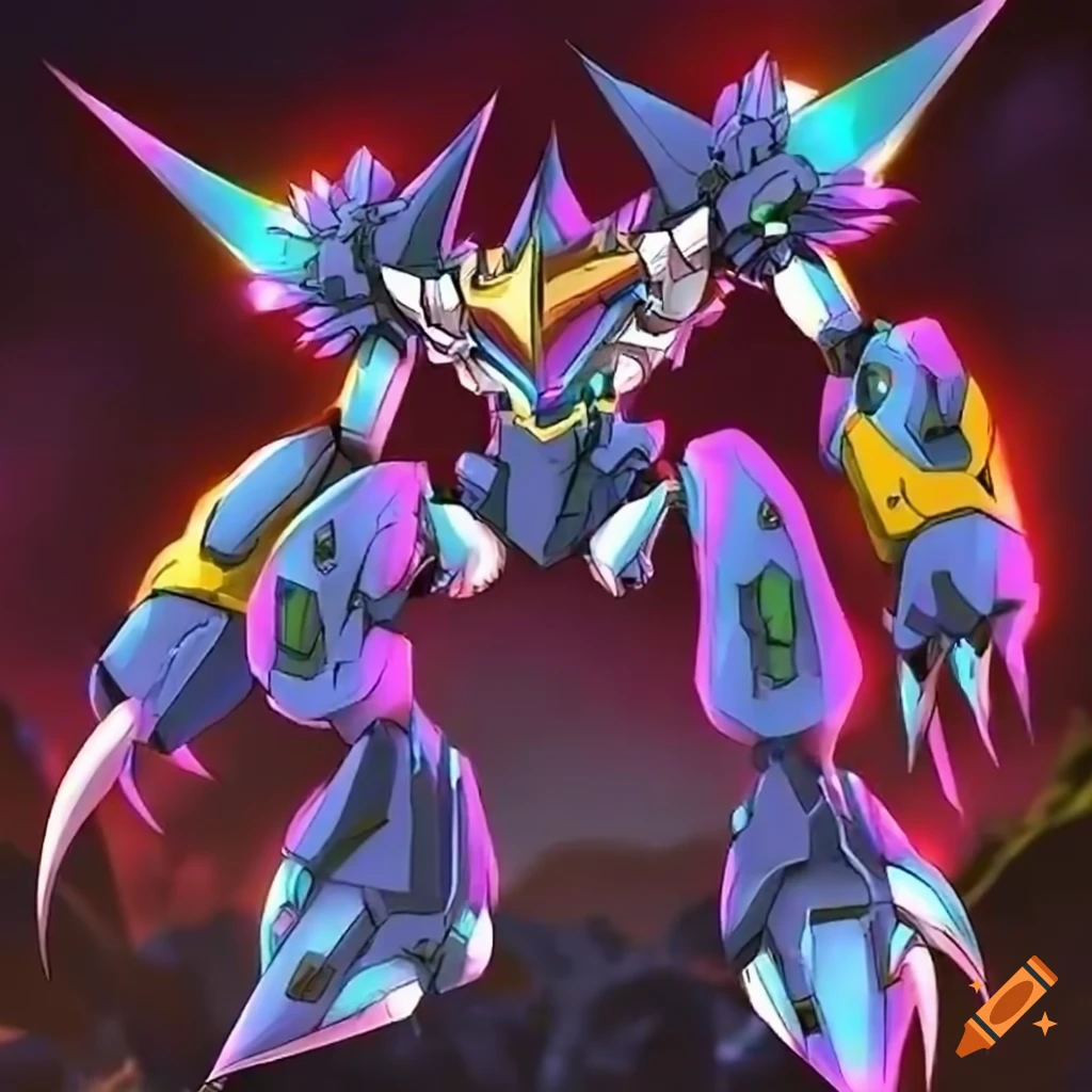 Digimon-style anime mecha on Craiyon