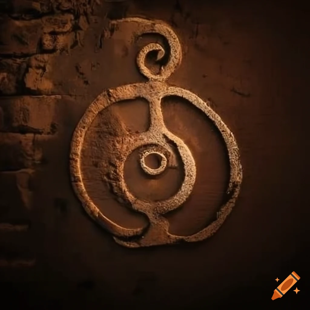 Water element symbol engraved on a wall on Craiyon