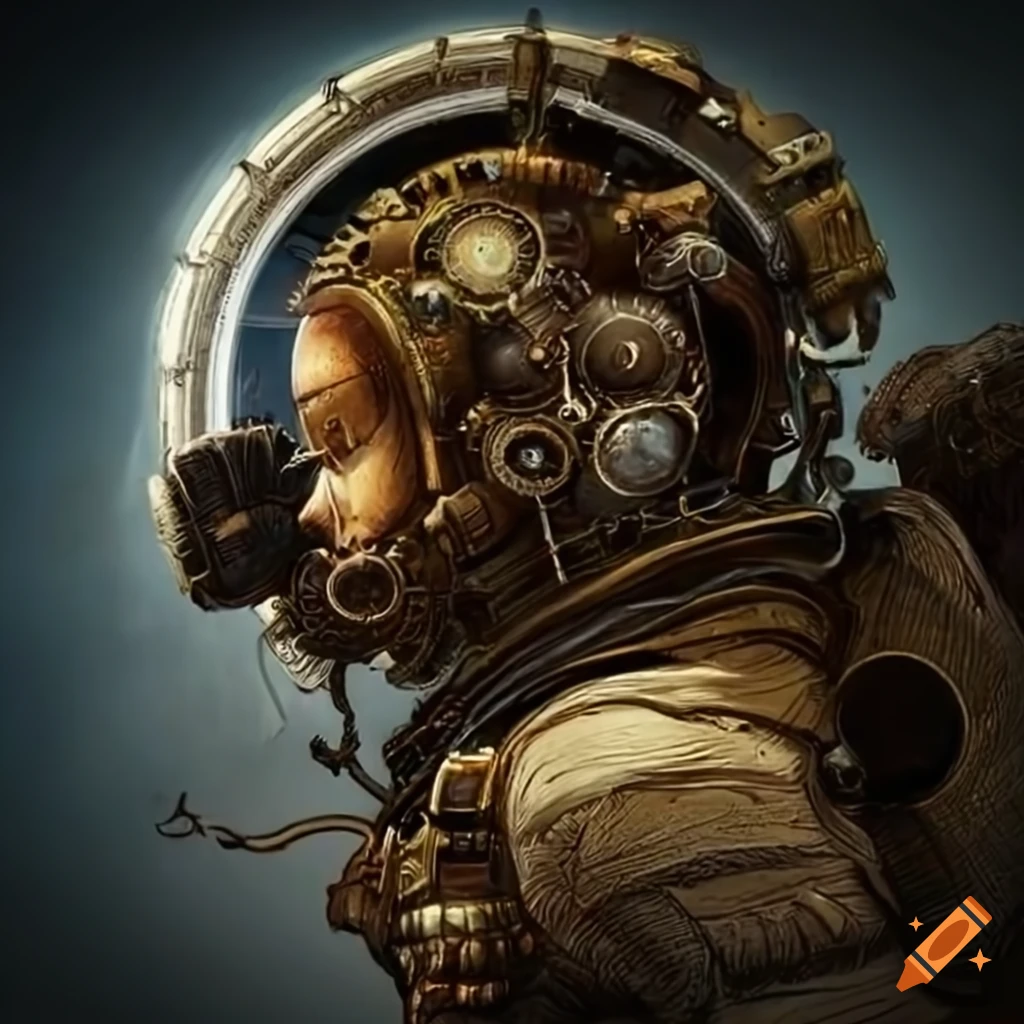 Steampunk astronaut exploring outer space on Craiyon