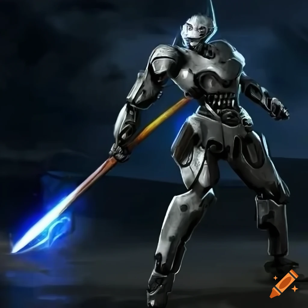 Robot sword fighter on Craiyon