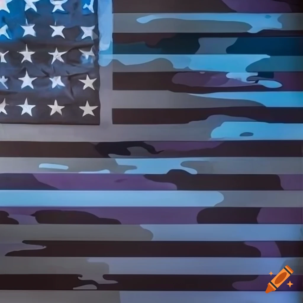 American flag with blue background stars and black multicam color ...