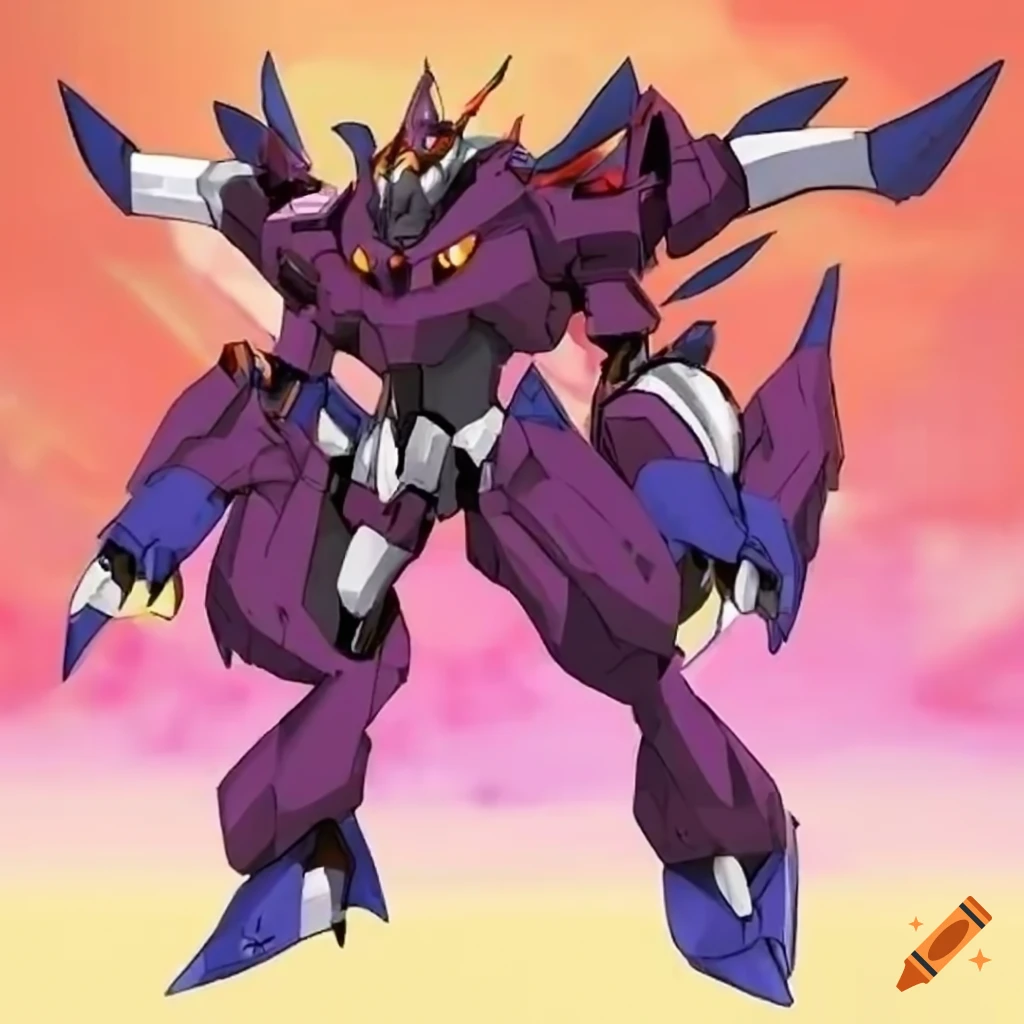 Digimon-style anime mecha on Craiyon