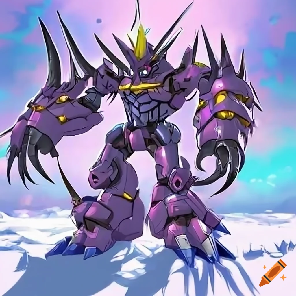 Digimon-style anime mecha character on Craiyon