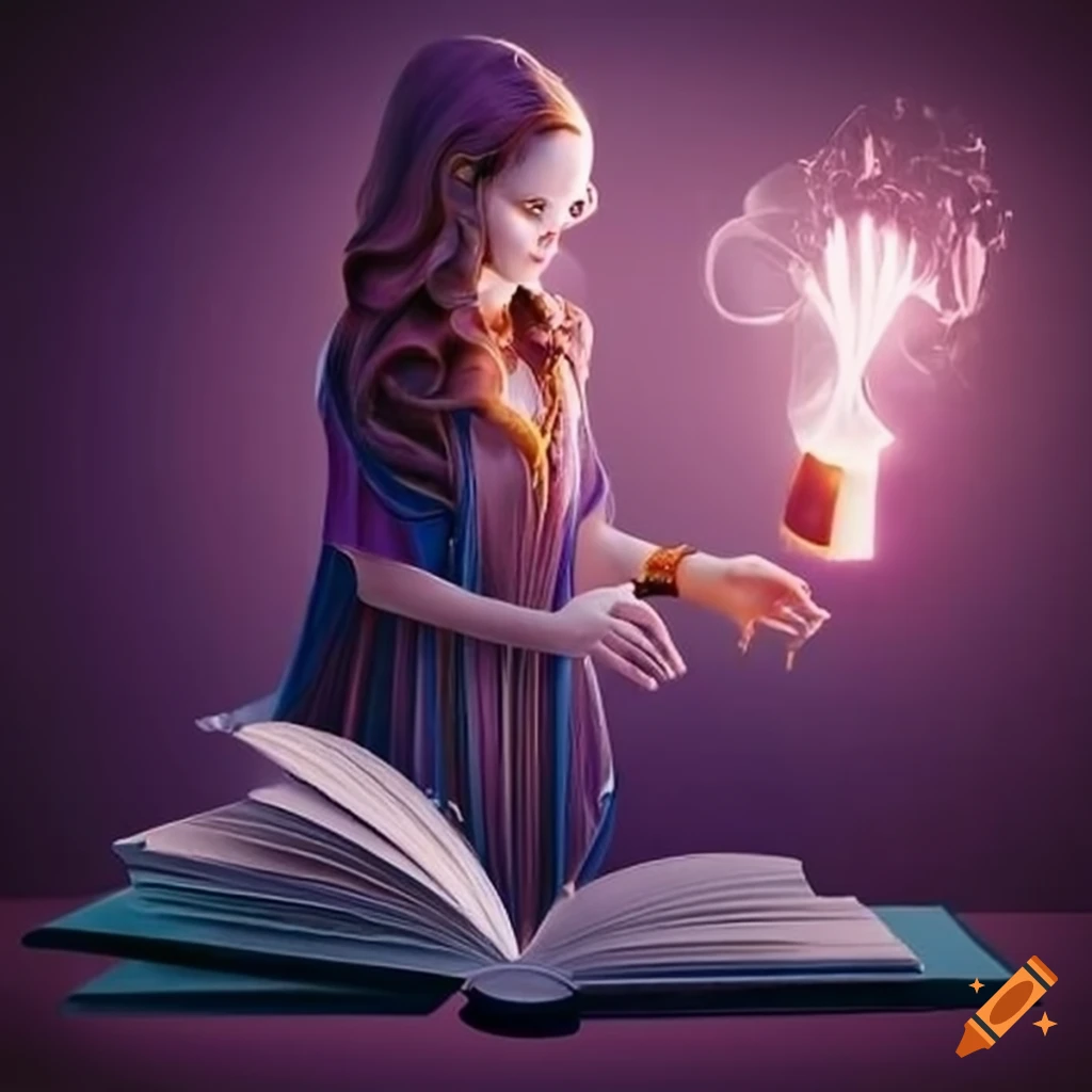 Book with magical fantasy elements on Craiyon
