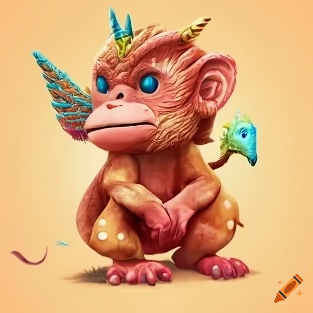 Monkey unicorn dragon creature on Craiyon