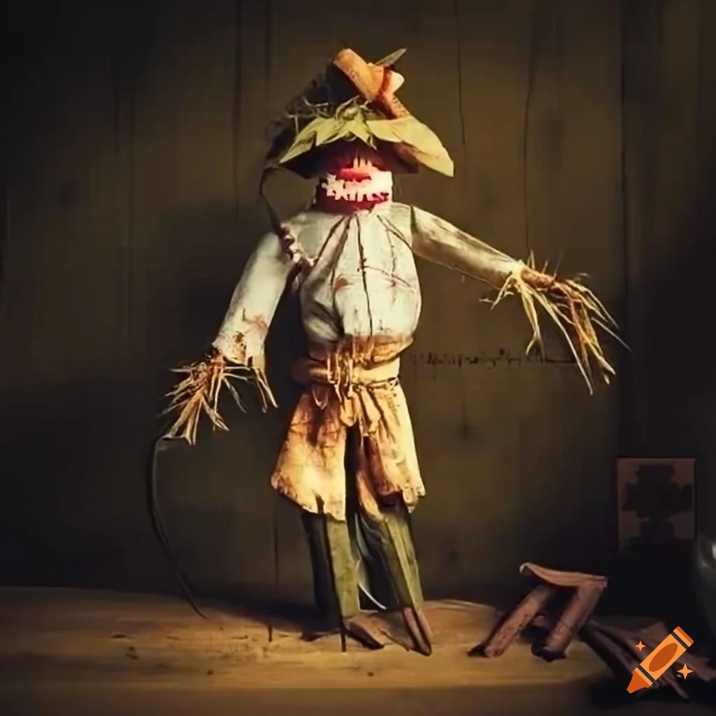 Traditional scarecrow with a retro vibe on Craiyon