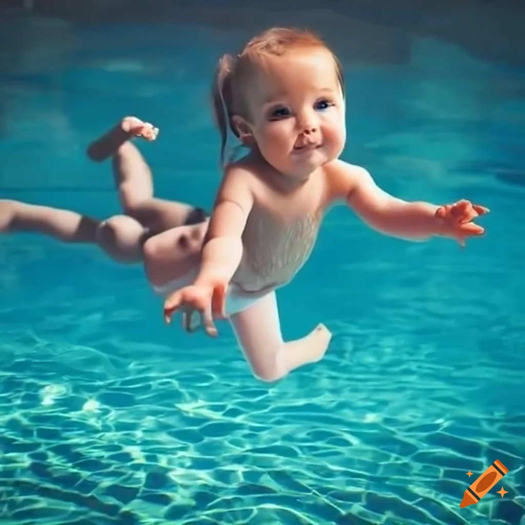 Toddlers in diapers at a pool party on Craiyon