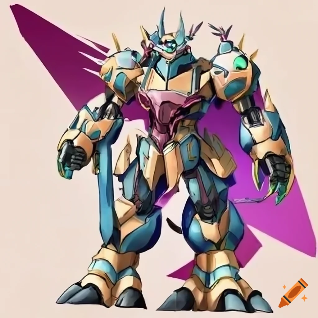 Digimon-style anime mecha on Craiyon