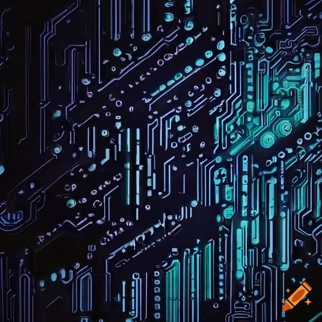 Abstract printed circuit boards design in 4k resolution on Craiyon