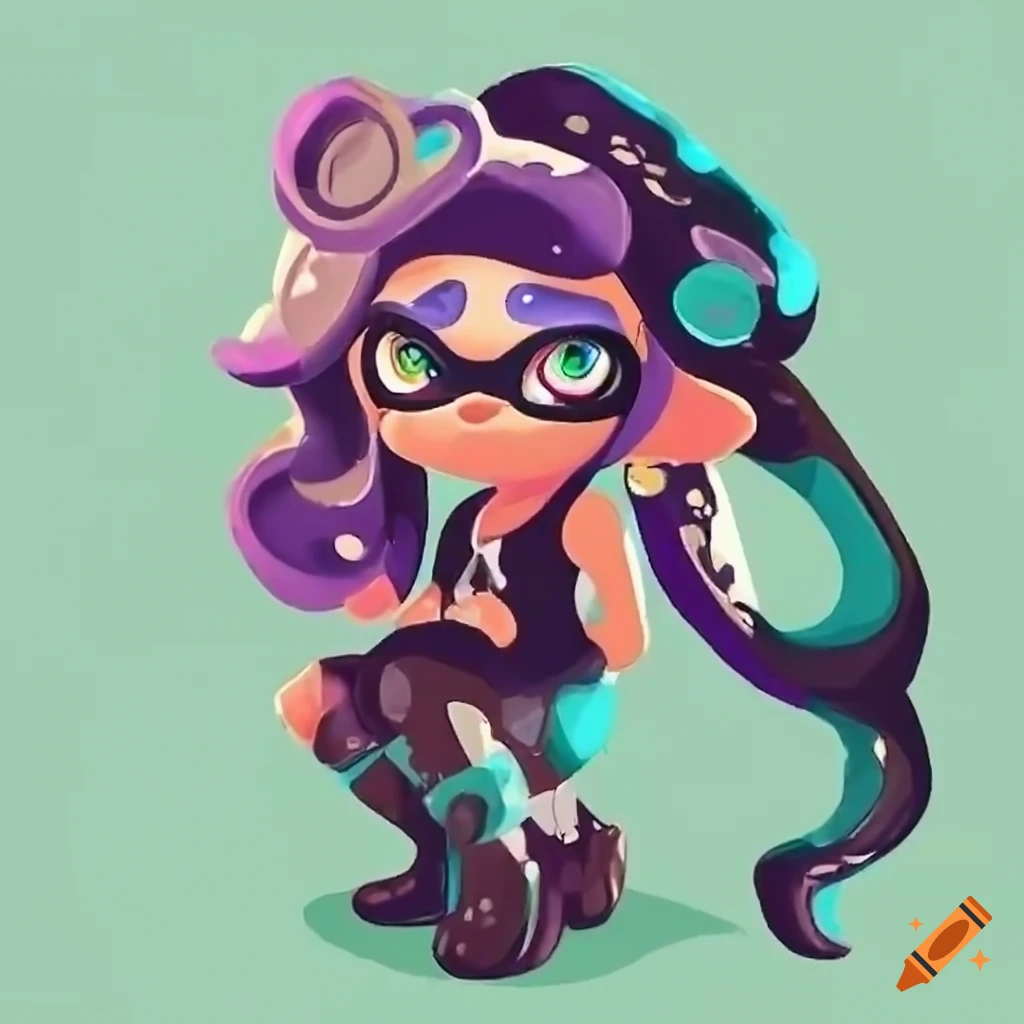 Marina from splatoon in a colorful game setting on Craiyon