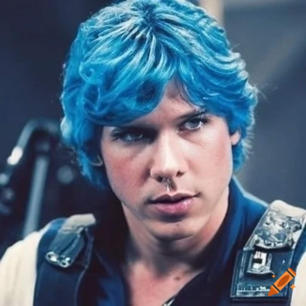 Character Inspired By Han Solo With Blue Hair Nose Piercing Tattoos