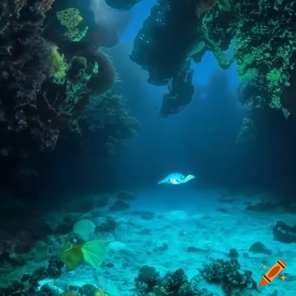 Underwater tapestry of vibrant fish, coral, and mythical creatures with ...