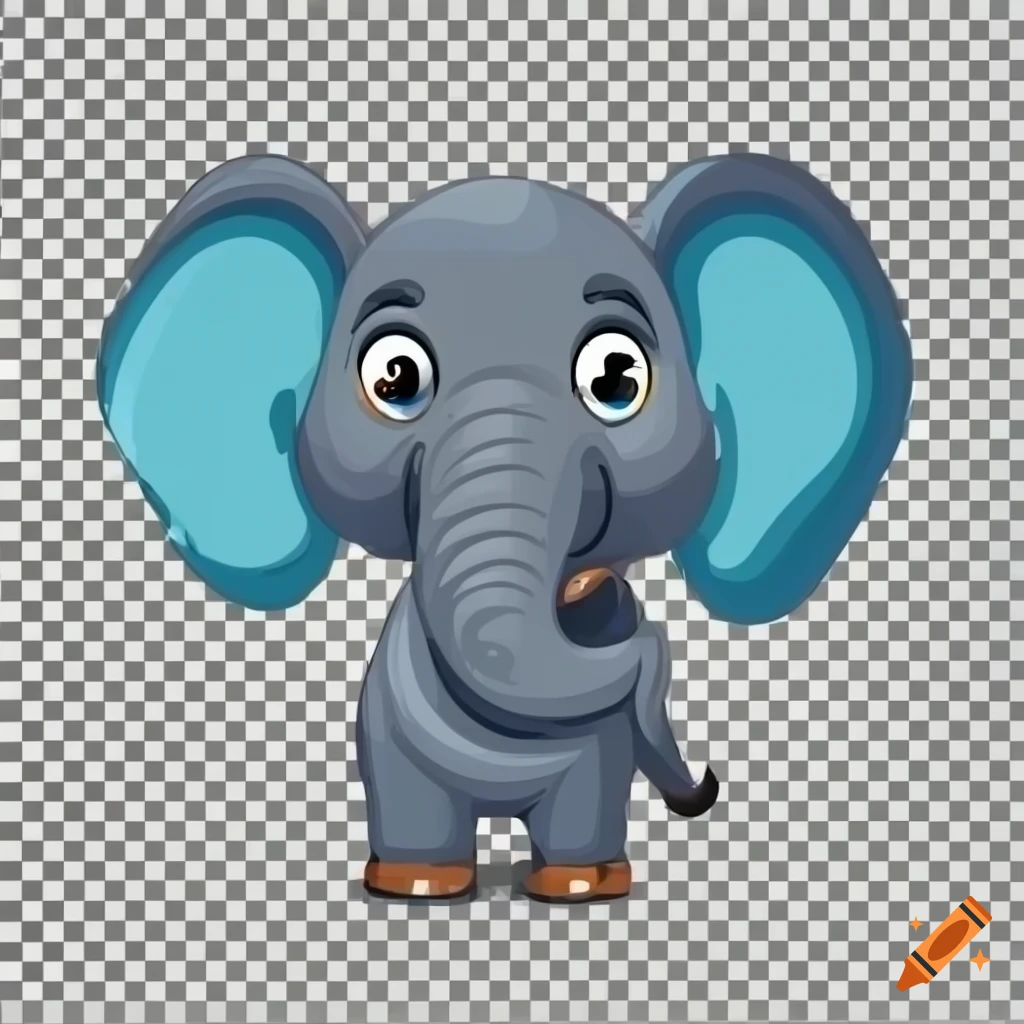 Cartoon elephant icon with transparent background on Craiyon