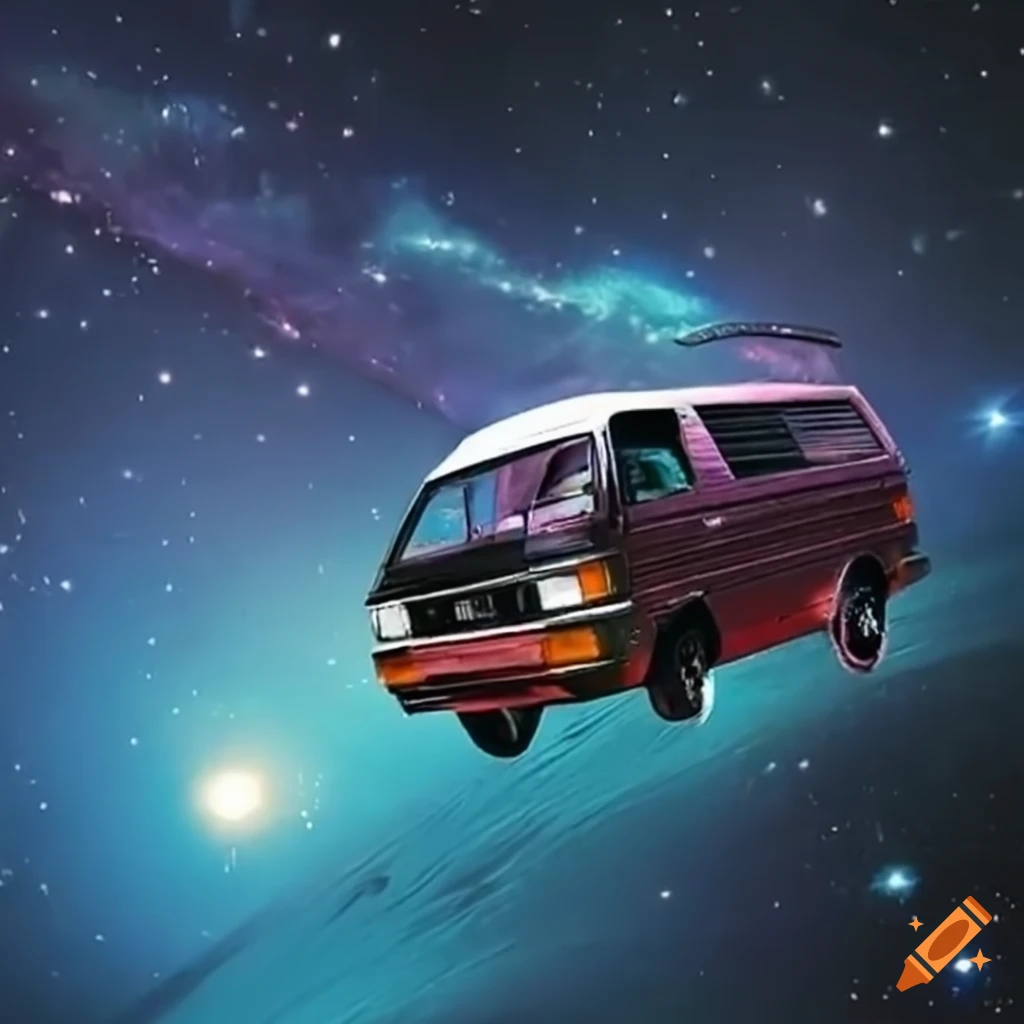 1986 Toyota van flying through space on Craiyon