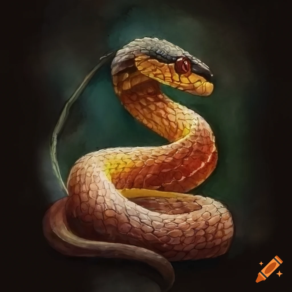Snake viper in watercolor on Craiyon