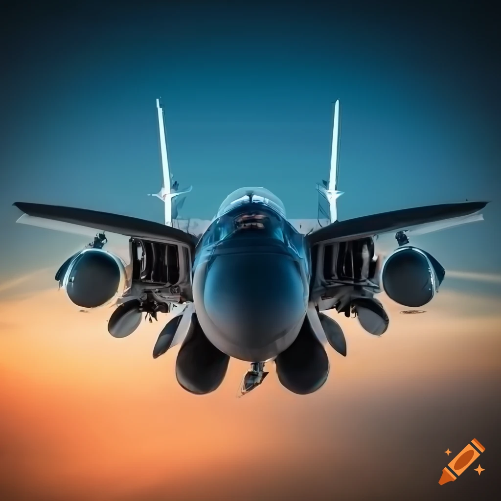 Symmetrical overhead view of a redesigned F-14 Tomcat on black ...