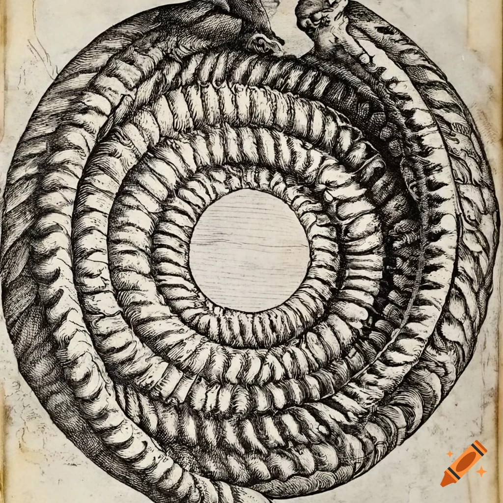 Ouroboros rebirth engraving by albrecht durer on Craiyon