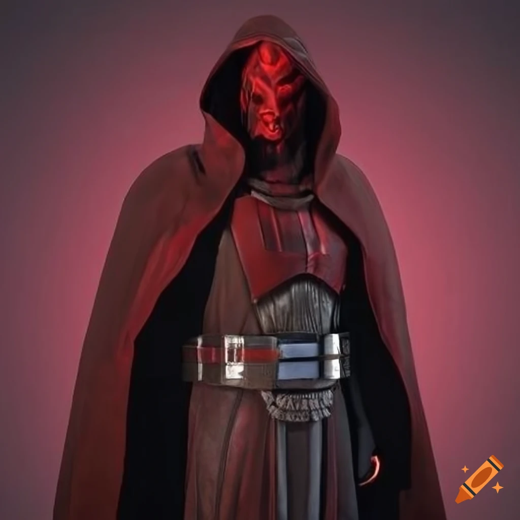 Ancient sith lord with red skin in dark robes and early design ...