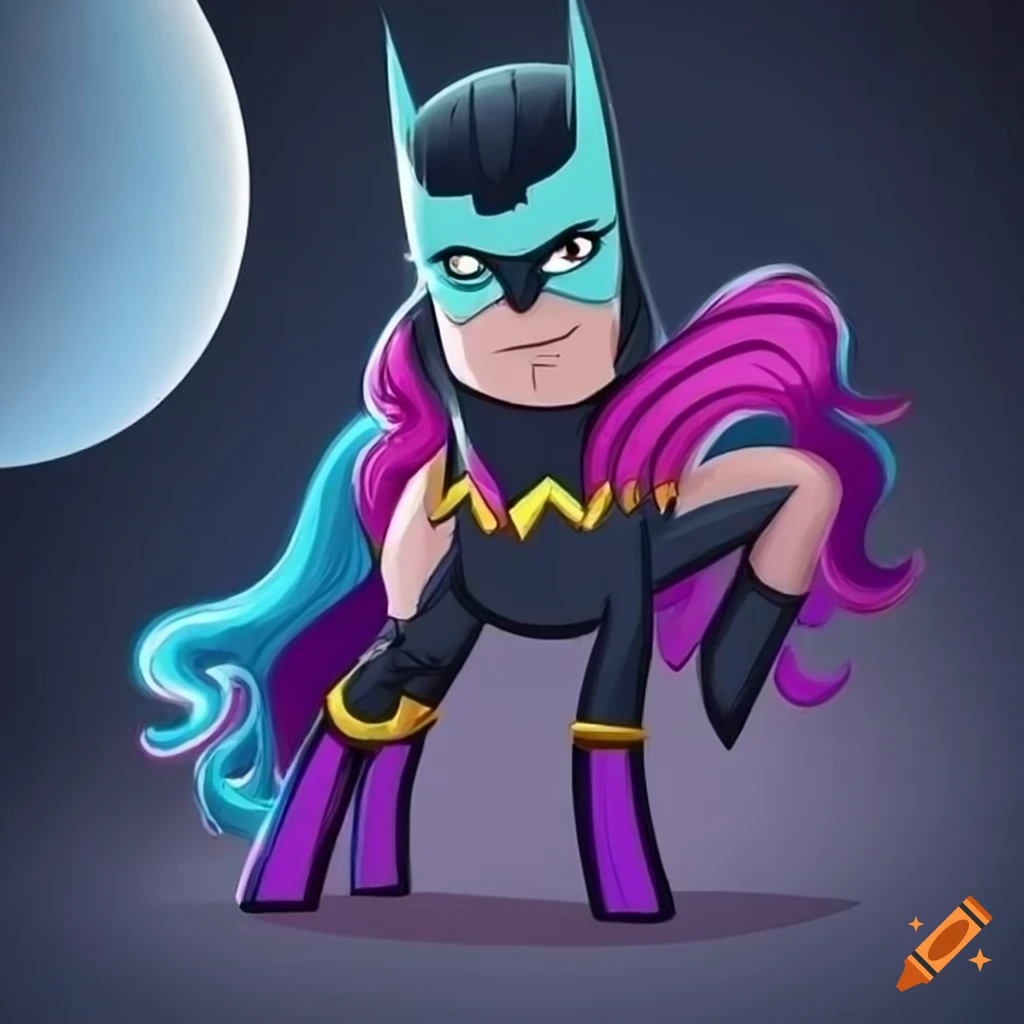 Playful Batman character reimagined in My Little Pony style on Craiyon