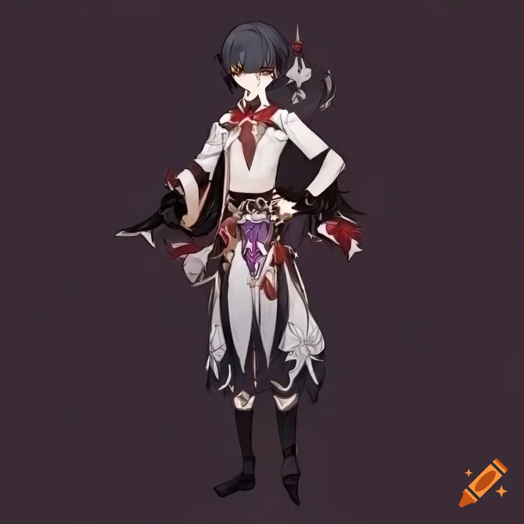 Male exorcist character full body reference from genshin impact on Craiyon