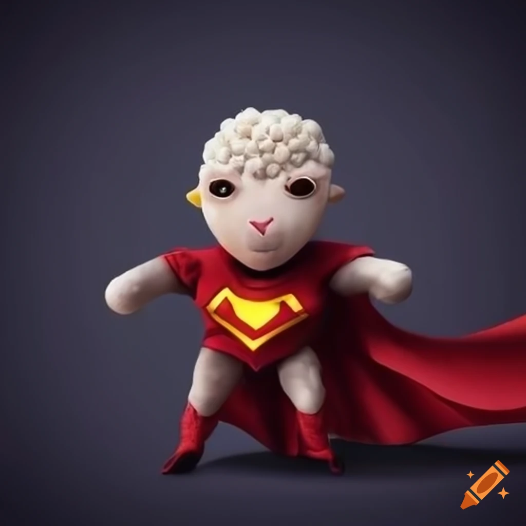 Superhero sheep character on Craiyon