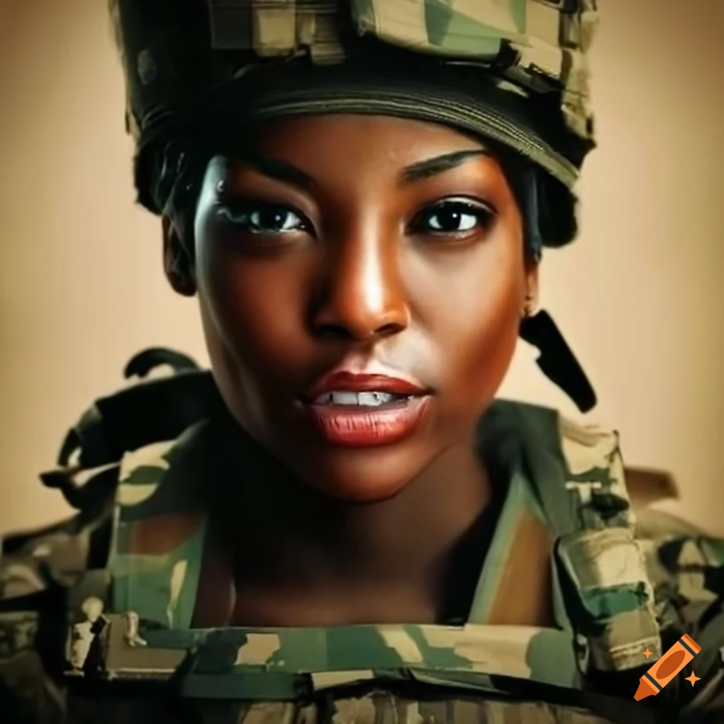 Portrait of a female black soldier on Craiyon