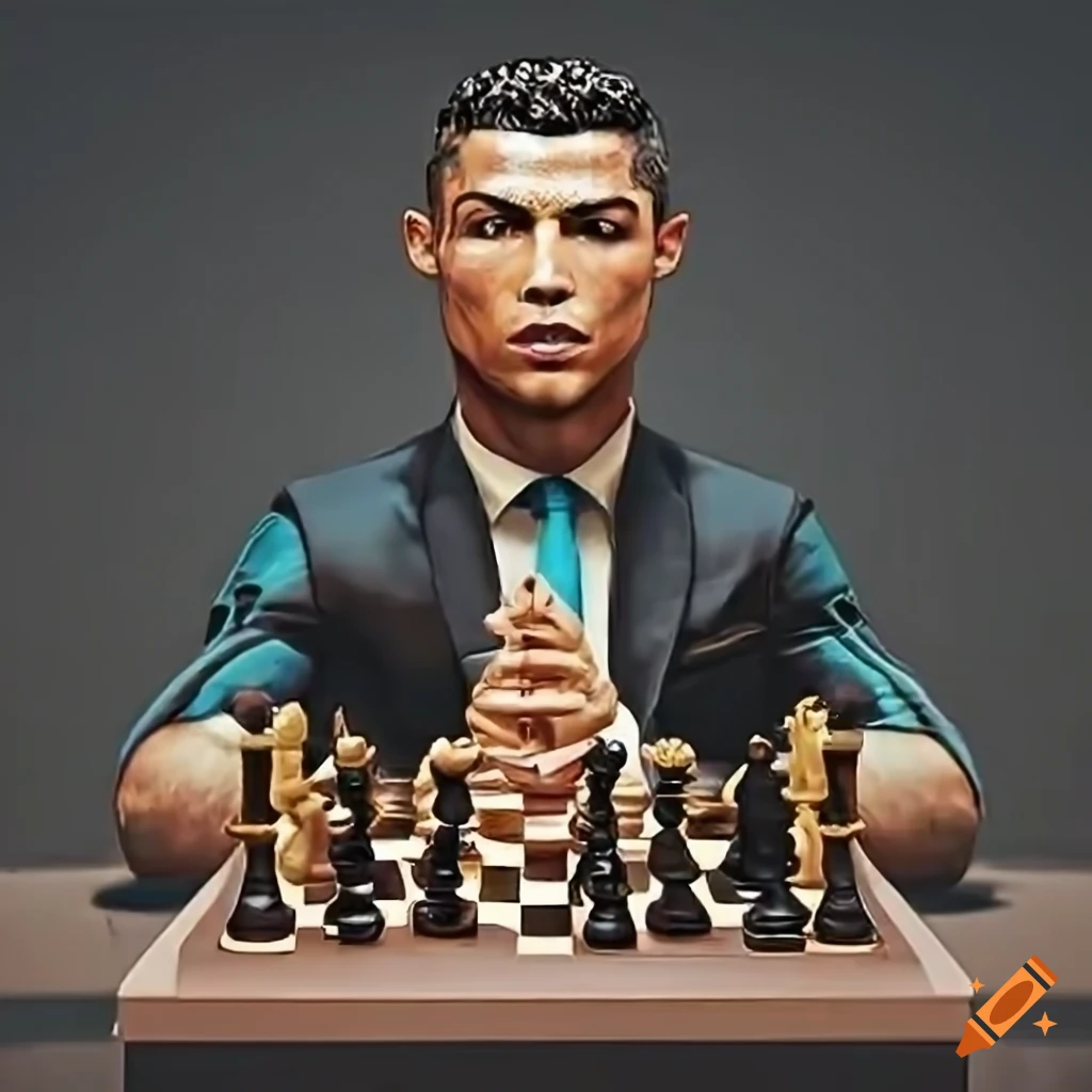 Ronaldo playing chess on Craiyon