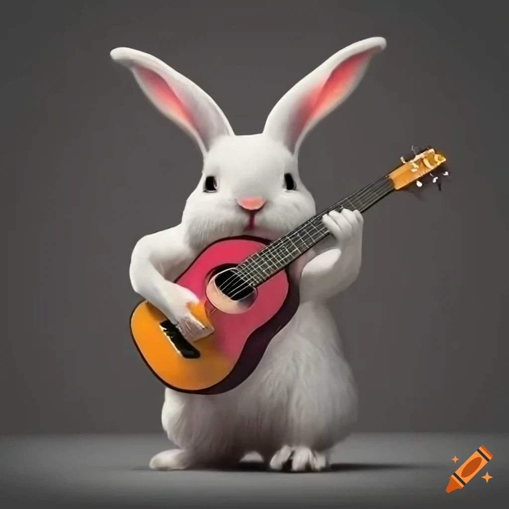 Rabbit playing guitar on Craiyon