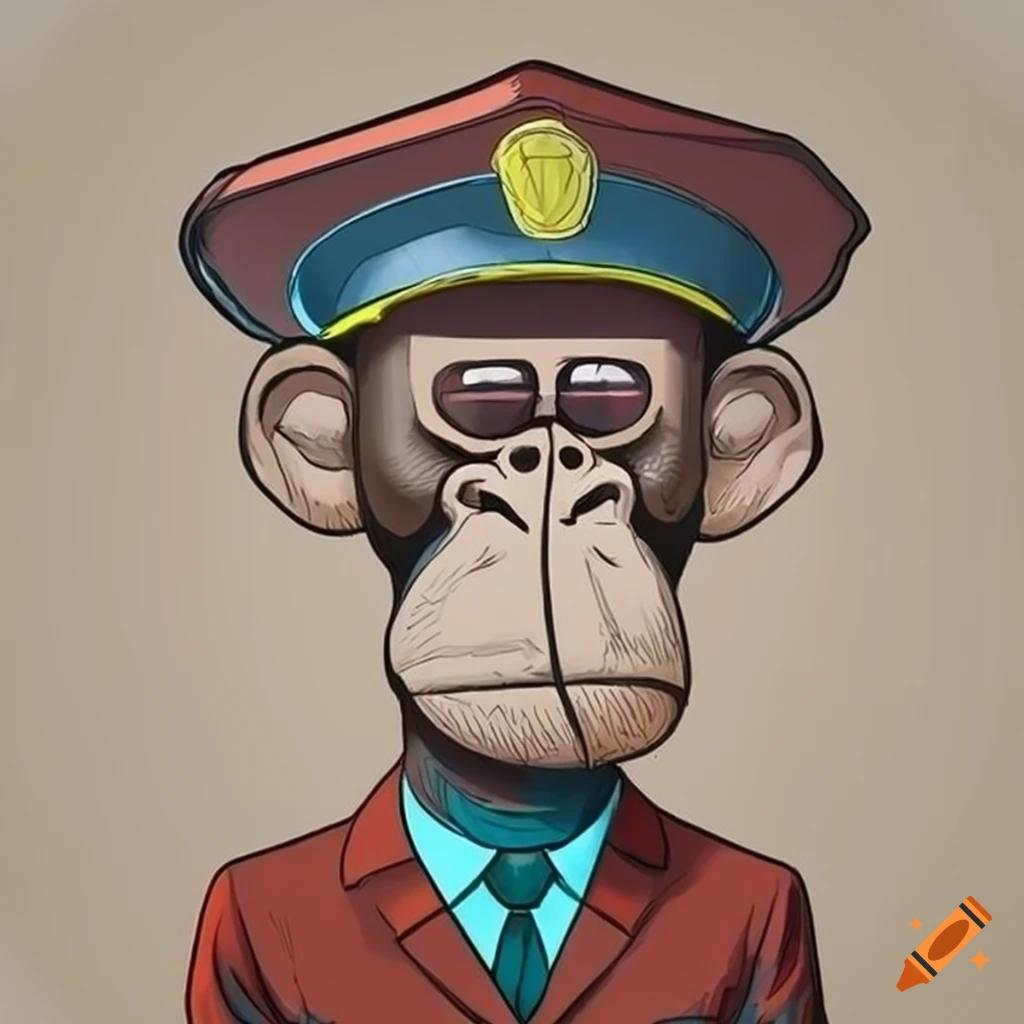 Detailed image of an ape wearing a fireman hat on Craiyon