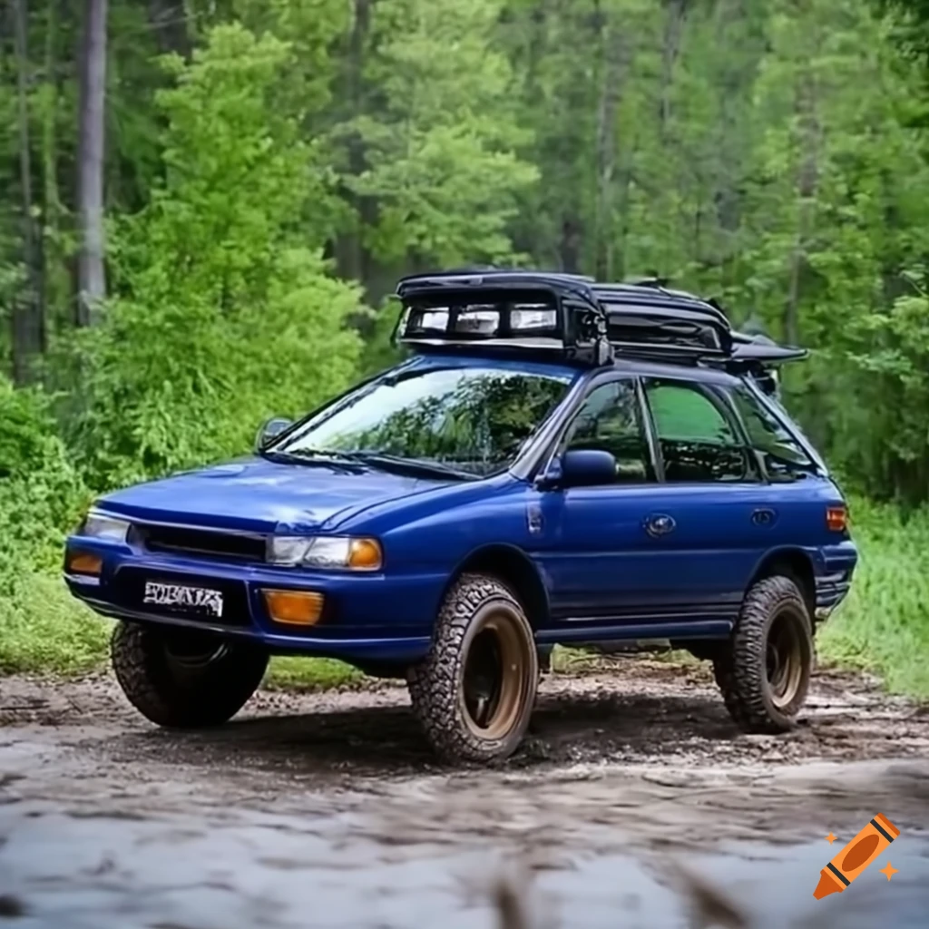 1998 subaru impreza wagon lifted off-road on Craiyon