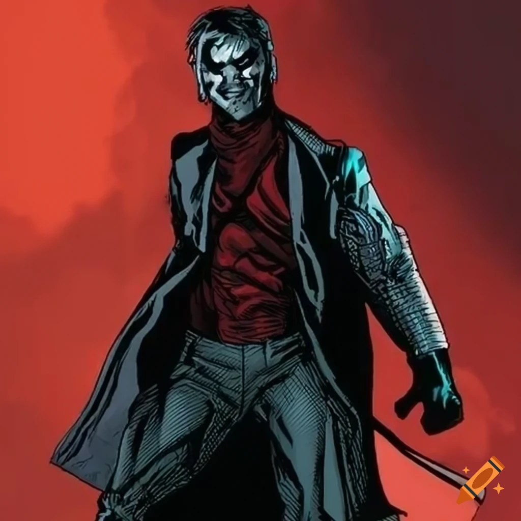Comic book style action hero billy in dark costume on Craiyon