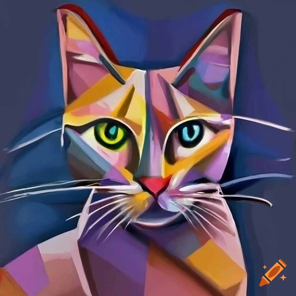 Abstract cubist cat art on Craiyon