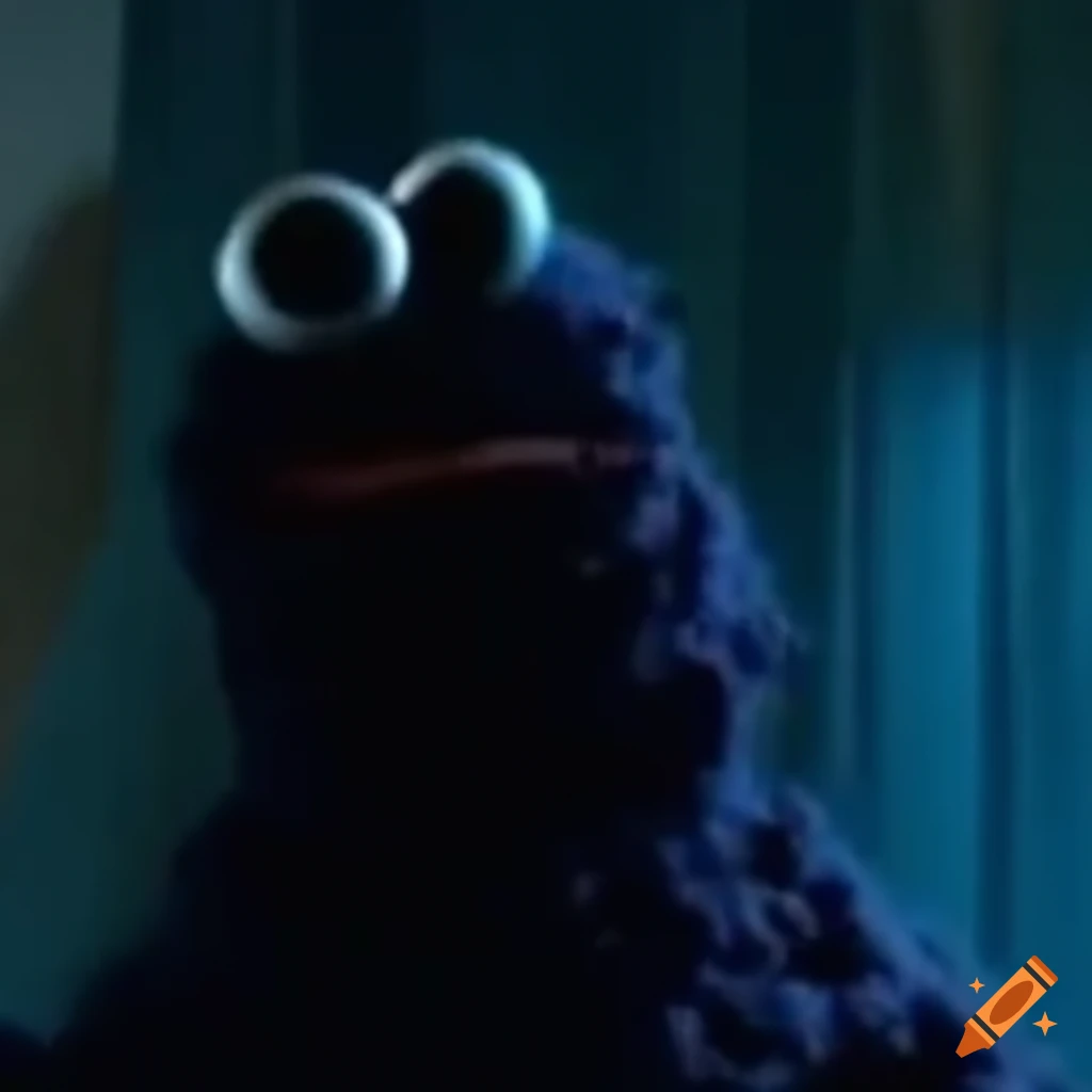 Cookie monster captured on cctv on Craiyon