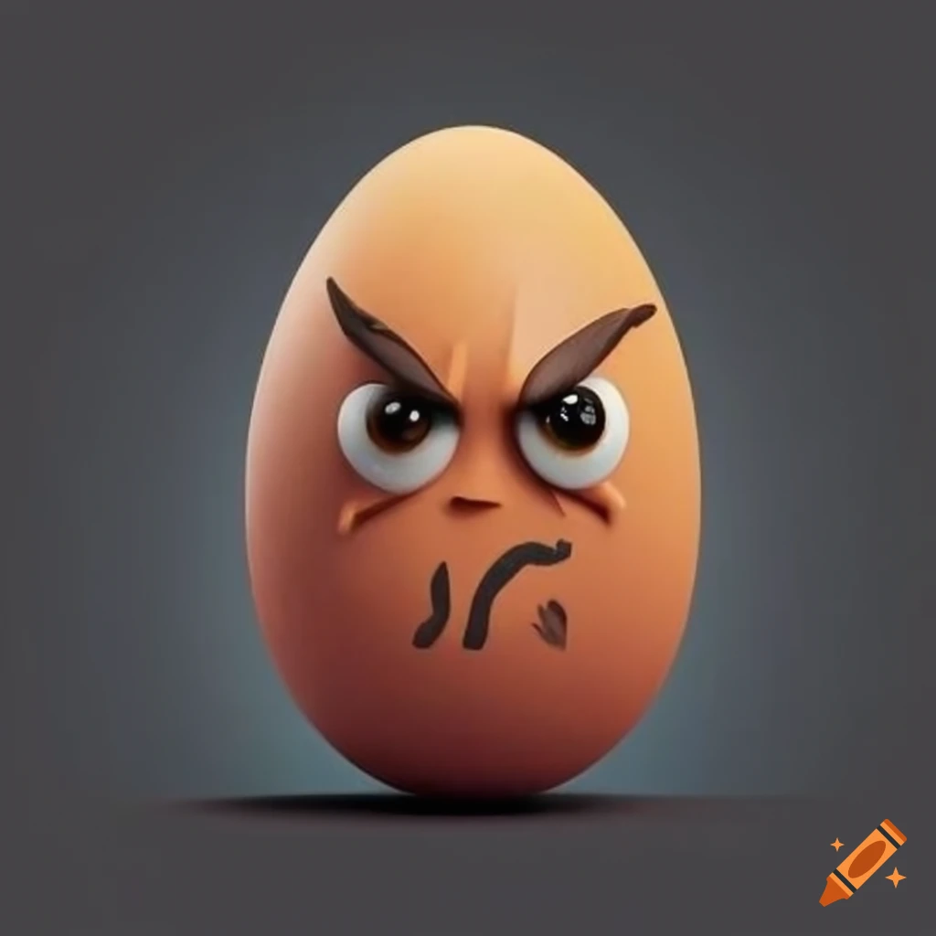 Angry egg character on Craiyon