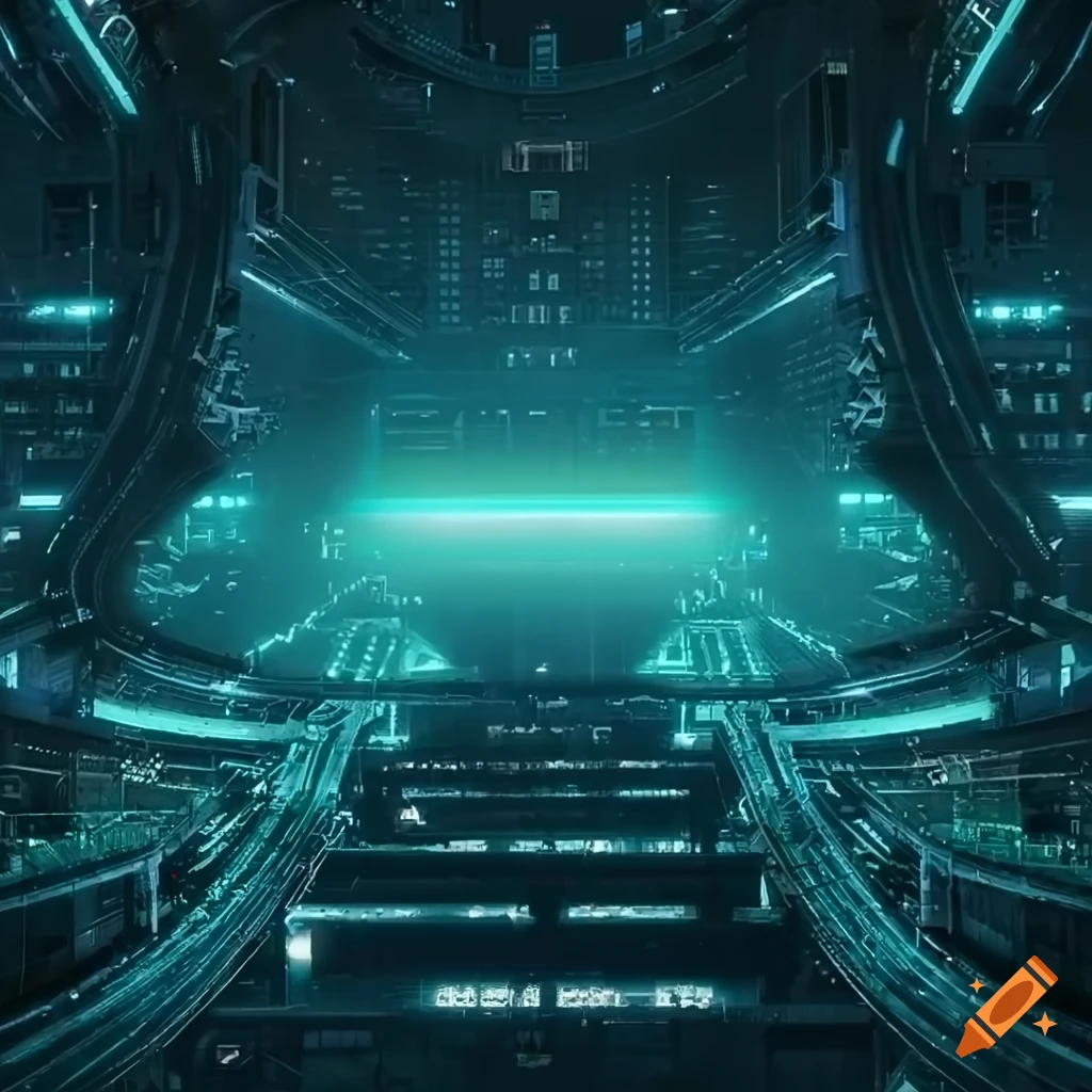 Cybernetic metropolis of the post-apocalyptic era with towering ...