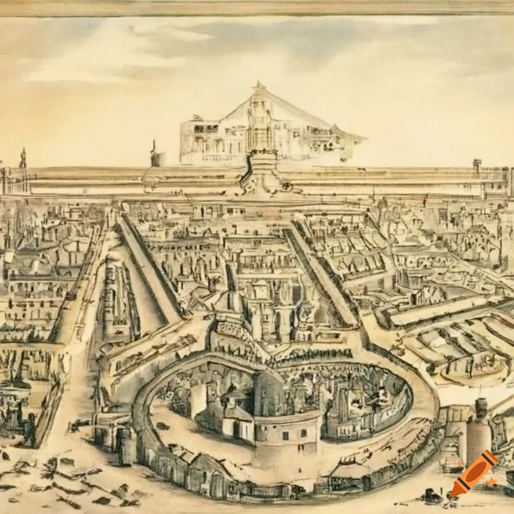 Cityscape of a European city during the Renaissance from an aerial view ...