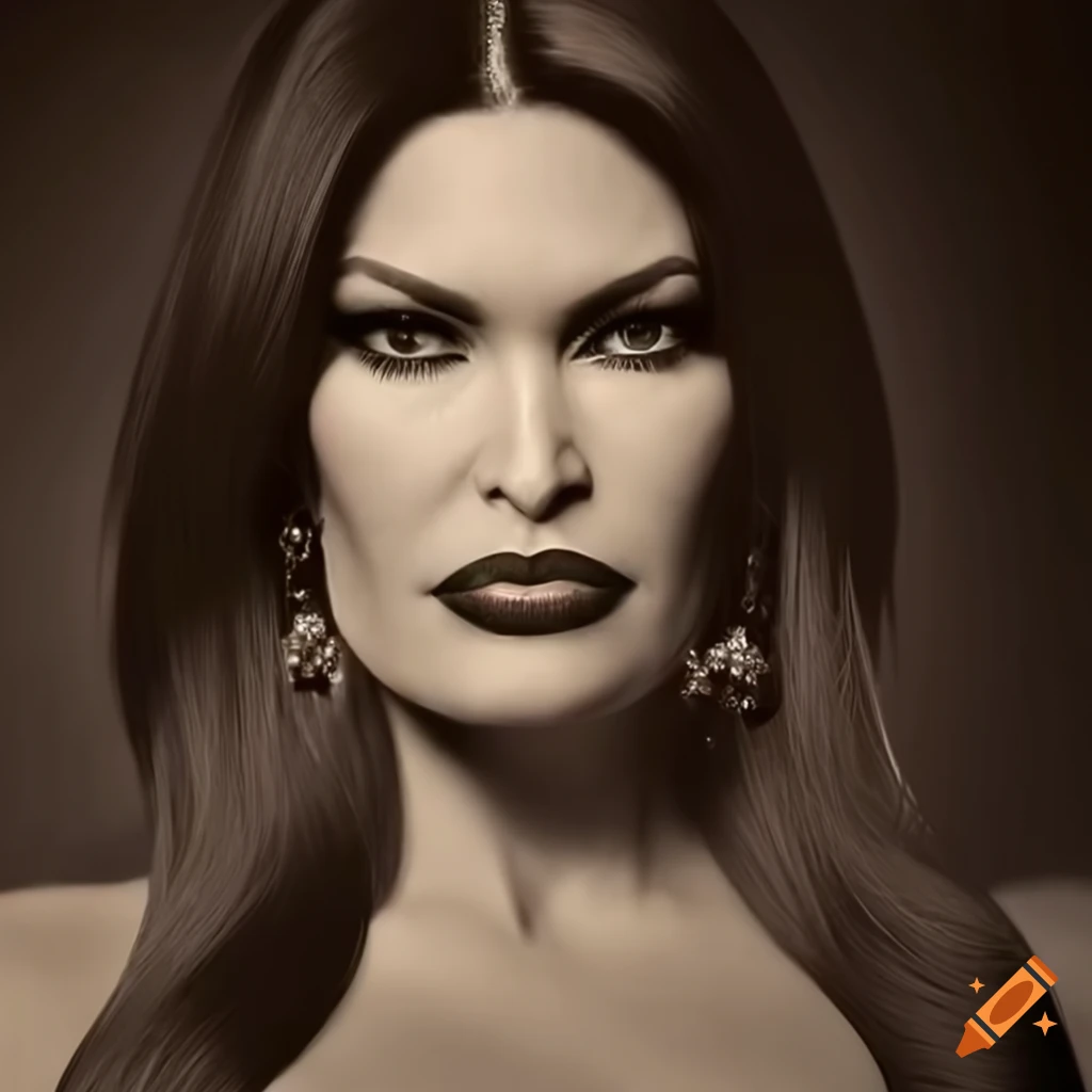 Portrait of Kimberly Guilfoyle in art deco style with bold lines and ...