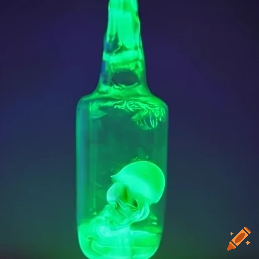 Glowing transparent alien ghost drinking beer on Craiyon