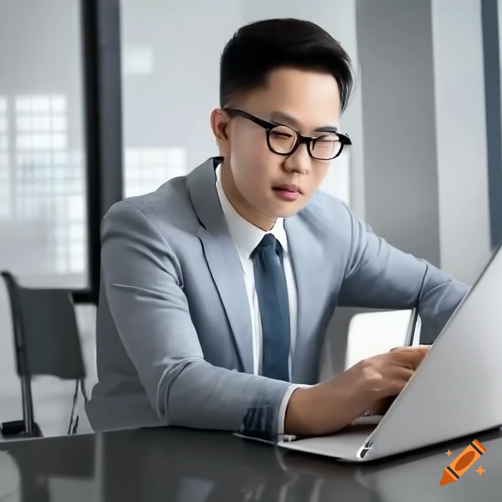 Asian it consultants working in a high-tech office environment on Craiyon