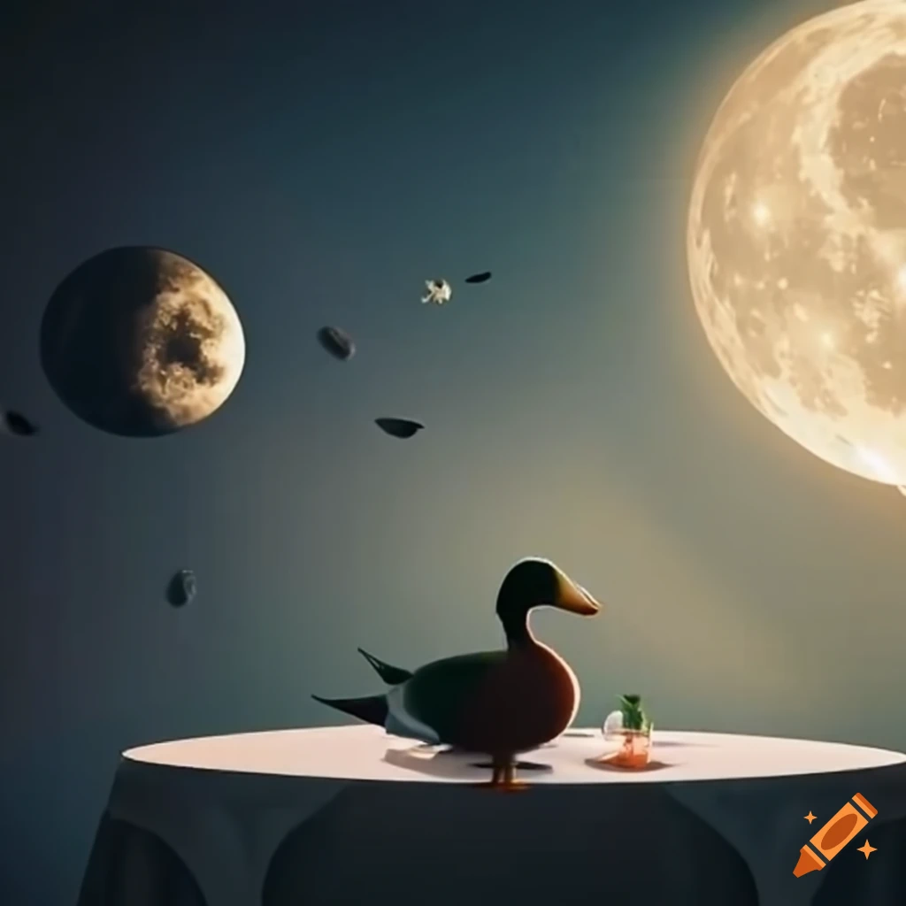 Duck fine dining on the moon on Craiyon