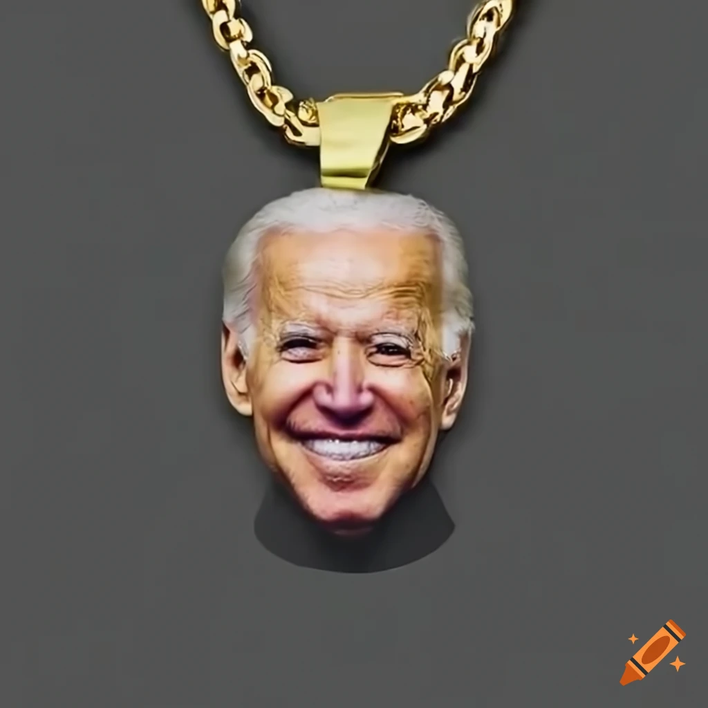 Solid gold rap necklace with President Biden's face in ultra-high ...