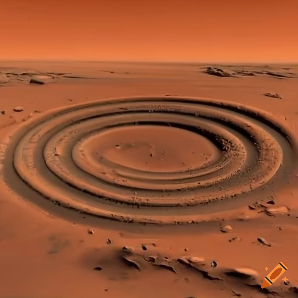 Tire tracks in a circle on the surface of Mars on Craiyon