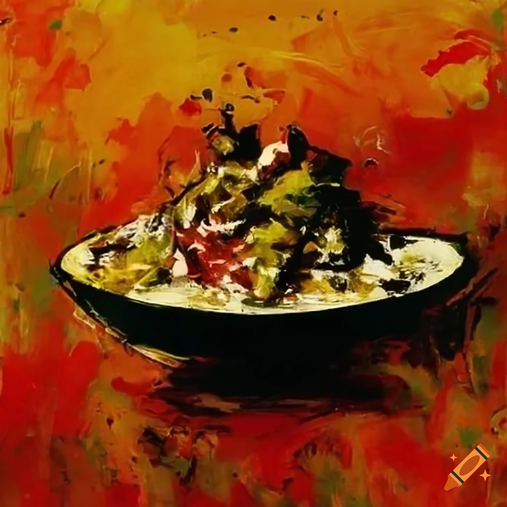 Abstract potato salad art by jackson pollock on Craiyon