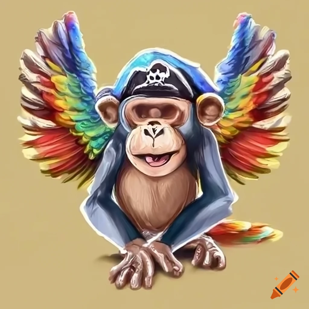 Pirate monkey with parrot wings on Craiyon