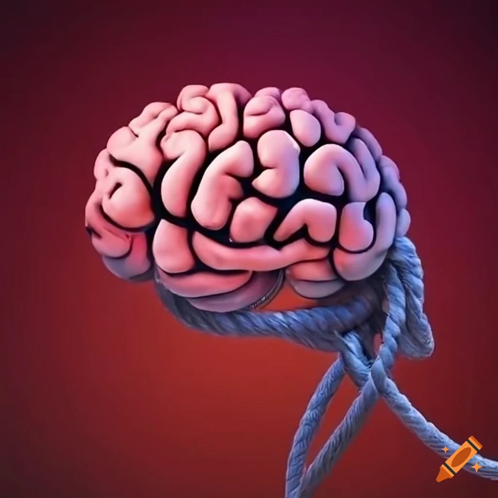 Brain with ropes held by a person like reins on Craiyon