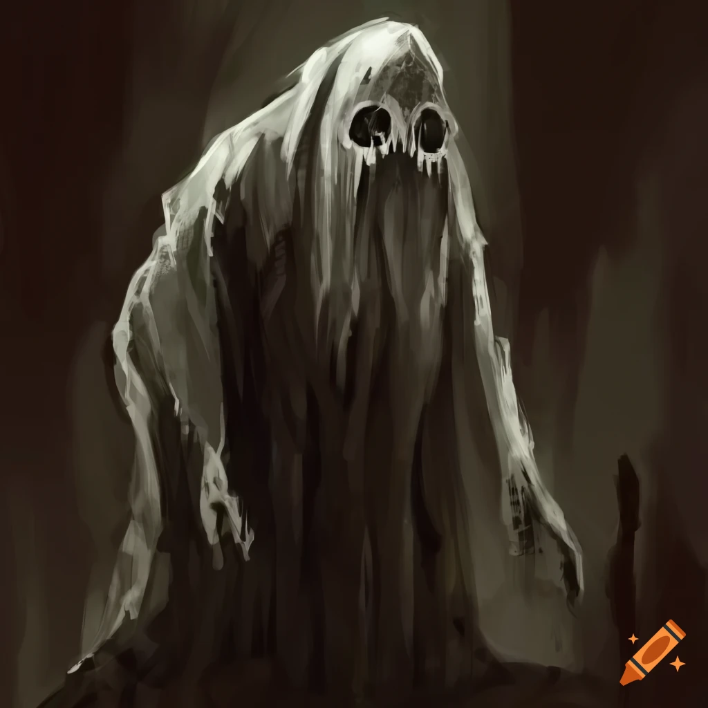 Ragged ghostly figure in a rough sketch on Craiyon