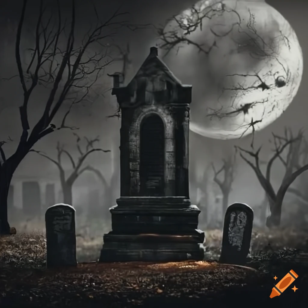 Haunted cemetery on Craiyon